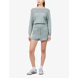 ADANOLA Long-sleeve Mesh-panel Knit Top