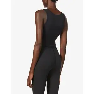 SKIMS Ribbed Scoop-neck Cotton-jersey Tank Top - Soot