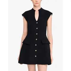 Sandro Capped-sleeves Buttoned Knitted Mini Dress