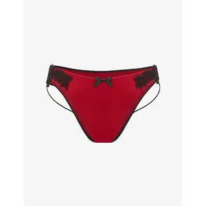 Agent Provocateur Penelopi Embroidered Silk Briefs - Red/black