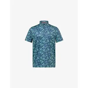 G/fore Floral-print Short-sleeve Jersey Polo Top