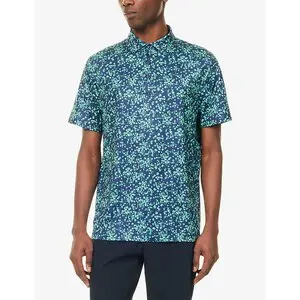 G/fore Floral-print Short-sleeve Jersey Polo Top