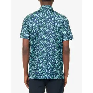 G/fore Floral-print Short-sleeve Jersey Polo Top