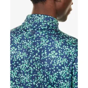 G/fore Floral-print Short-sleeve Jersey Polo Top