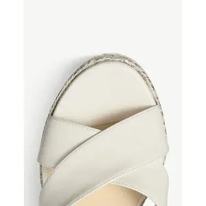 JIMMY CHOO Dellena 100 Leather Wedge Sandals - Latte