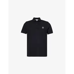Stone Island Brand-patch Regular-fit Stretch-cotton Polo Shirt - Black