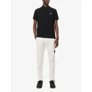 Stone Island Brand-patch Regular-fit Stretch-cotton Polo Shirt - Black