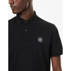 Stone Island Brand-patch Regular-fit Stretch-cotton Polo Shirt - Black