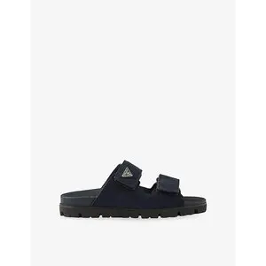 Prada Logo-embellished Suede Sandals - Blue
