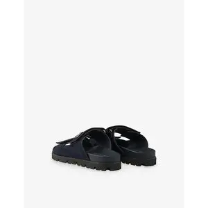 Prada Logo-embellished Suede Sandals - Blue