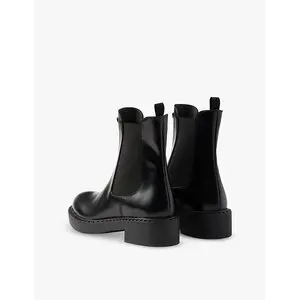 Prada Logo-plaque Leather Chelsea Boots