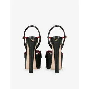 Valentino Garavani Crasher 145 Leather Platform Sandals - Black
