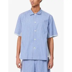 Sacai Pinstripe Short-sleeve Cotton Poplin Shirt