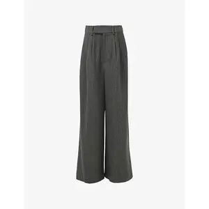 LEEM Pleated Straight-leg Woven Trousers - Grey