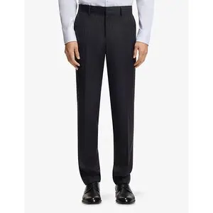 BOSS Pinstriped Regular-fit Wool Suit - Dark Blue