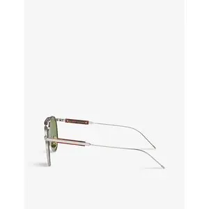 Brunello Cucinelli Sartorial Sunset Round-frame Yellow Gold-plated Titanium Sunglasses - Silver