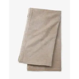 BOSS Reverso Logo-embroidered Cotton-blend Throw 170cm X 130cm - Smoke