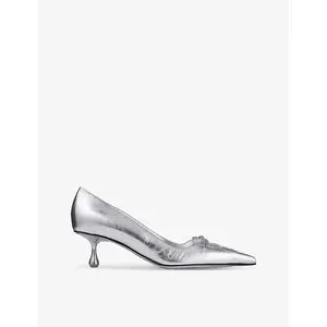 JIMMY CHOO Scarlett 50 Vintage Metallic-leather Courts - Silver