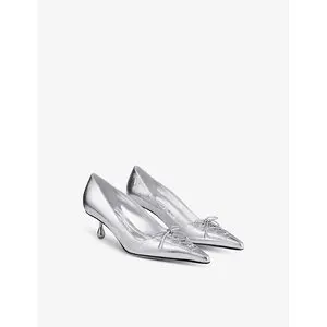 JIMMY CHOO Scarlett 50 Vintage Metallic-leather Courts - Silver