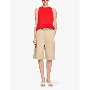 Sandro Sleeveless Bow-back Cotton Top - Red