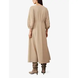 THE WHITE COMPANY Cotton-blend Belted Midi Dress