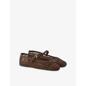 Prada Triangle-logo Crochet Ballerina Flats - Brown