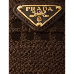 Prada Triangle-logo Crochet Ballerina Flats - Brown