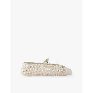Prada Triangle Logo Crochet Ballerina Flats - Neutral