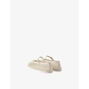 Prada Triangle Logo Crochet Ballerina Flats - Neutral