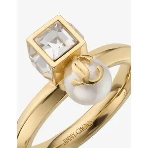 JIMMY CHOO Jc Pearl Cube Brass Ring