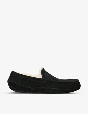UGG Ascot Logo-embroidered Suede Slippers - Black