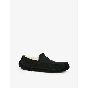 UGG Ascot Logo-embroidered Suede Slippers - Black