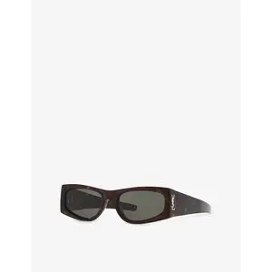 Saint Laurent Rectangle-frame Sunglasses - Brown