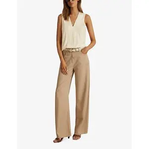 REISS Mira V-neck Sleeveless Woven Top