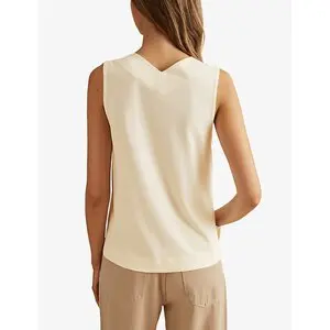 REISS Mira V-neck Sleeveless Woven Top
