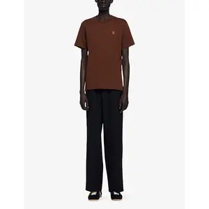 Sandro Logo-patch Crewneck Cotton T-shirt - Ginger Bread