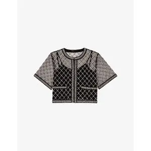 Maje Bead-embroidered Tulle Top