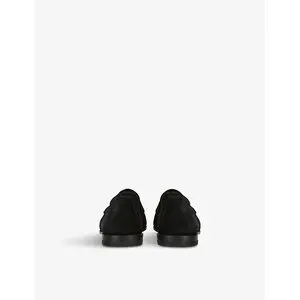 Santoni Carlos Suede Penny Loafers - Black