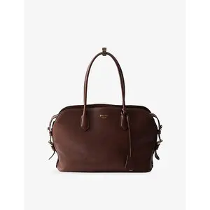 Prada Logo-embellished Leather Tote Bag - Brown