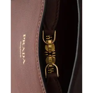 Prada Logo-embellished Leather Tote Bag - Brown