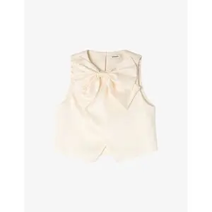 Sandro Bow-appliqué Cropped Satin Top