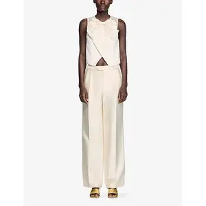Sandro Bow-appliqué Cropped Satin Top