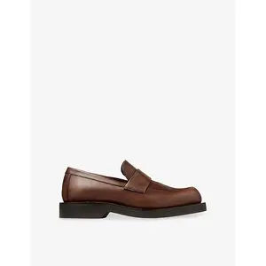 JIMMY CHOO Burnished Leather Loafers - Mocha