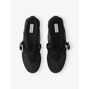 Alaïa Ballerina Mesh And Suede Ballet Flats - Black