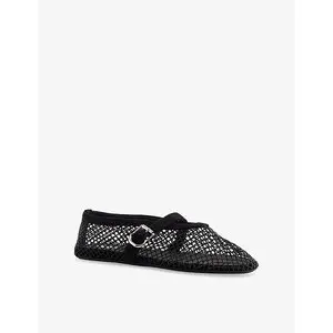 Alaïa Ballerina Mesh And Suede Ballet Flats - Black