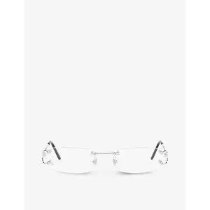 Cartier Rectangular-frame Rimless Optical Glasses - Silver