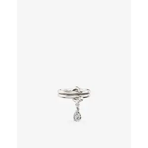 PHORIA Sterling Silver Pear-cut White Topaz Drop Ring - Silver/white
