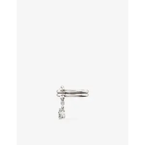 PHORIA Sterling Silver Pear-cut White Topaz Drop Ring - Silver/white