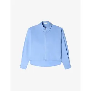 Sandro Logo-embroidered Zip-up Cropped Shirt