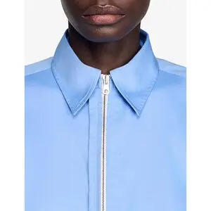 Sandro Logo-embroidered Zip-up Cropped Shirt